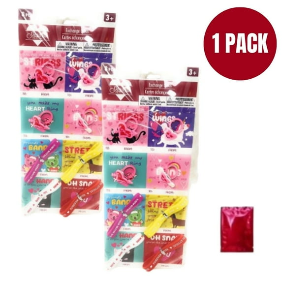 Kids Valentine Exchange Cards with Wearable Bracelets & Rings PACK 2 ...