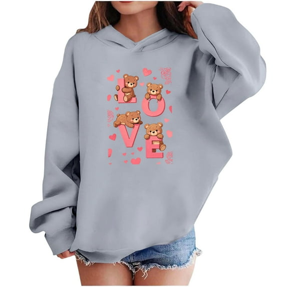 Kids Valentine Hoodies Long Sleeve Festival Print Pullover Tops Casual ...