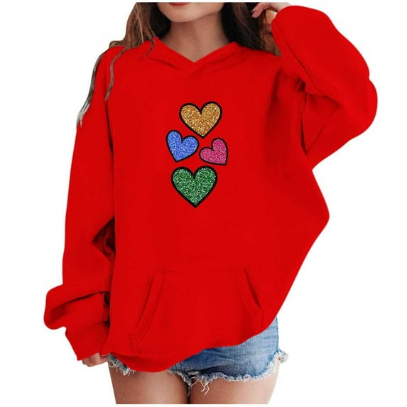 Kids Valentine Hoodies Long Sleeve Festival Print Pullover Tops Holiday ...