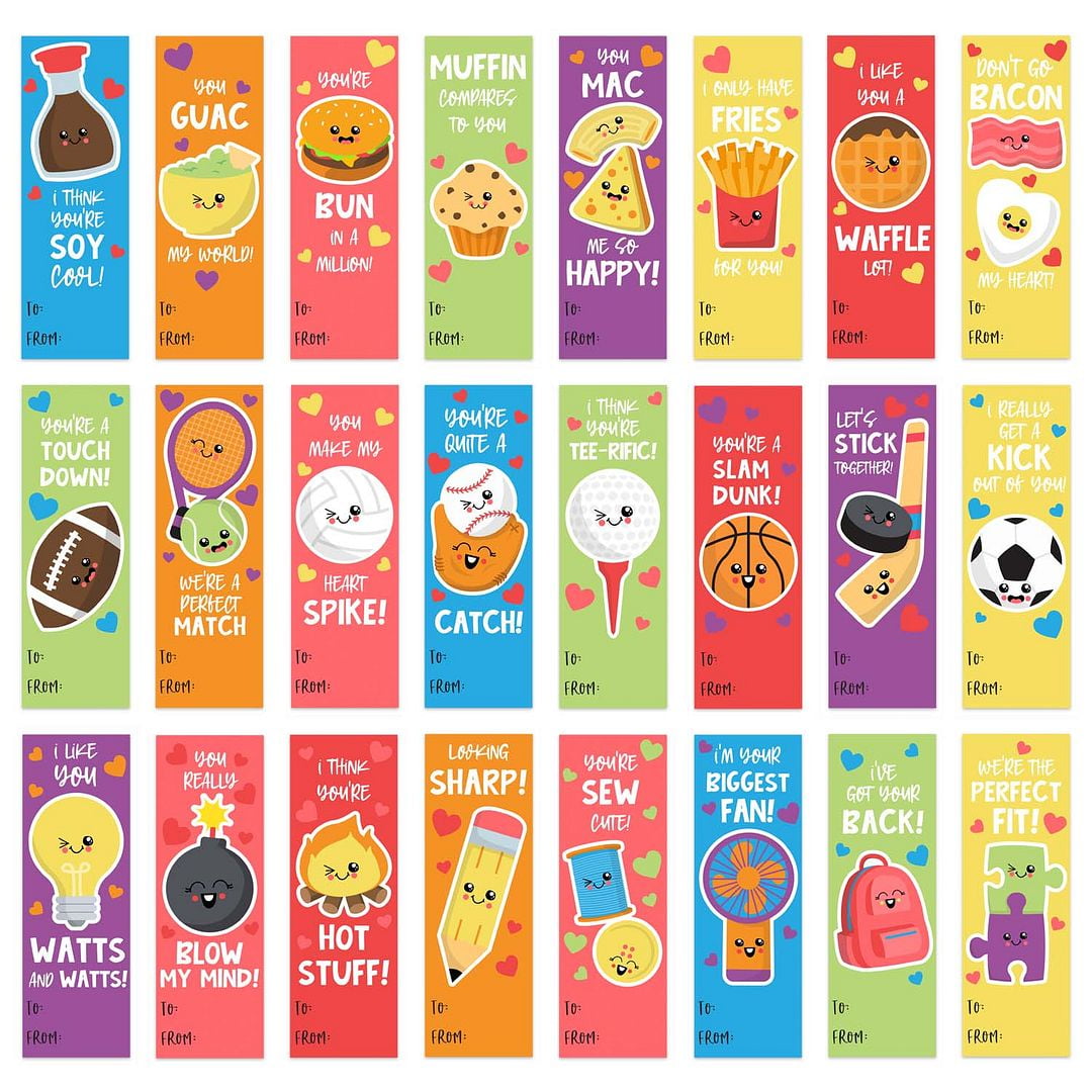 Kids Valentine's Day Bookmarks / 24 Sweet Valentine Quotemarks Bulk ...