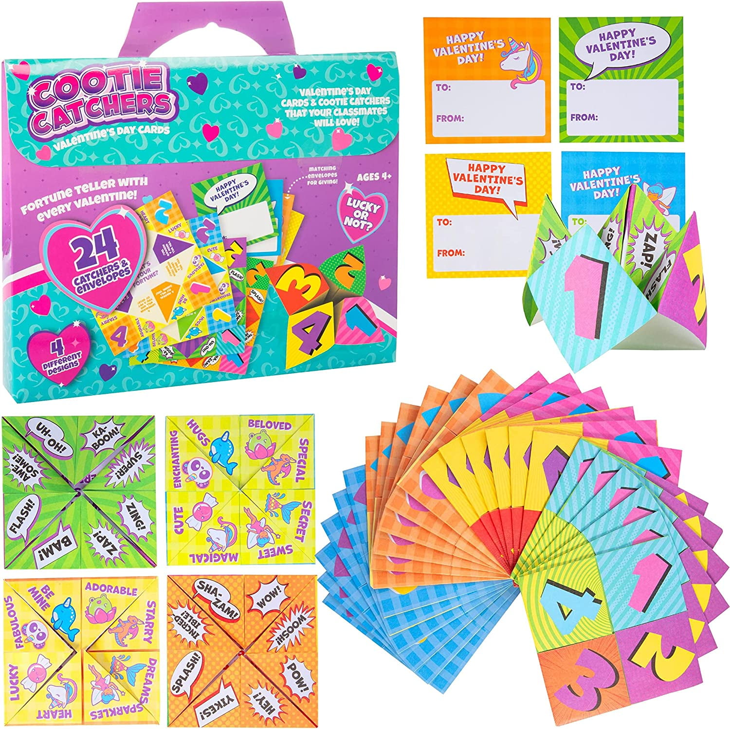 Kids Valentines Day Cards for School Exchange Gifts (24ct)- Fantasy ...