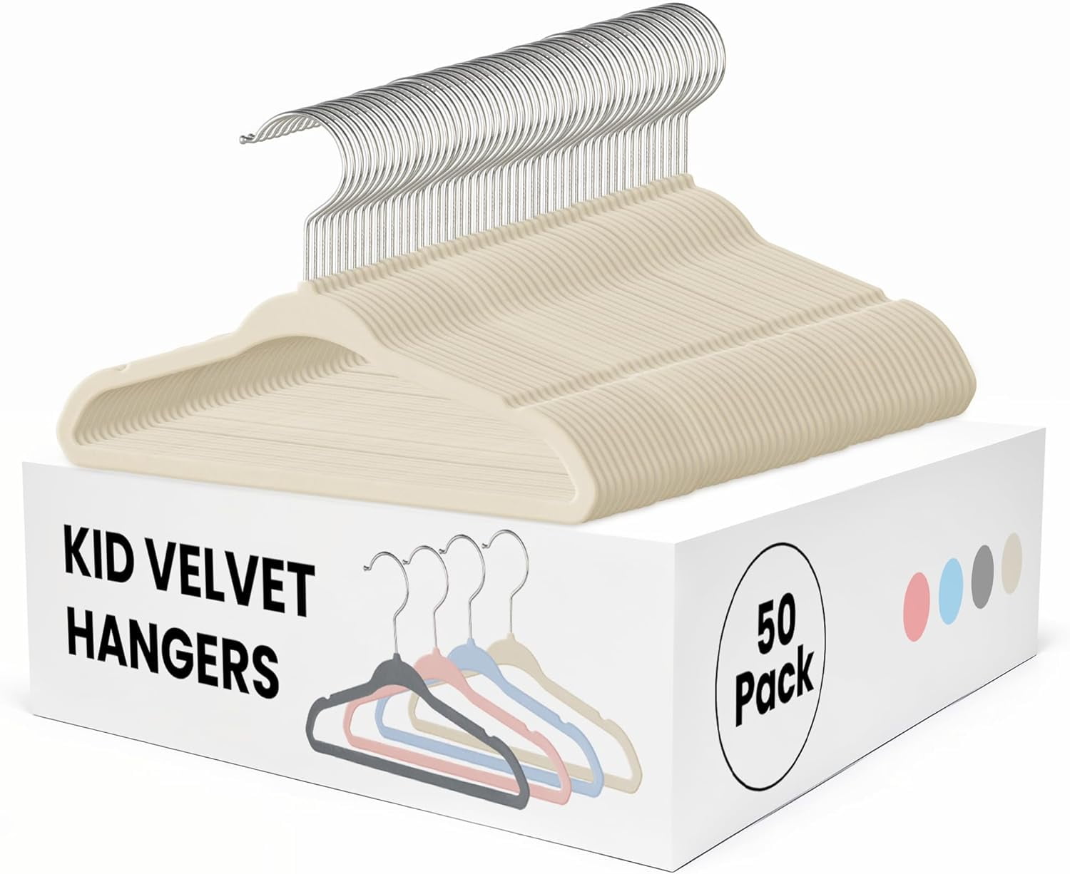 Kids Velvet Hangers 50 Pack, Non-Slip Baby Hanger for Infant & Toddler ...