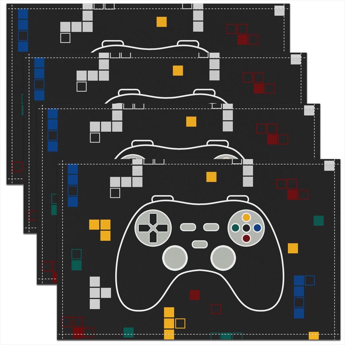 Video Games 12x18 Inch Placemats for Dining Table,Pixelated Miner ...