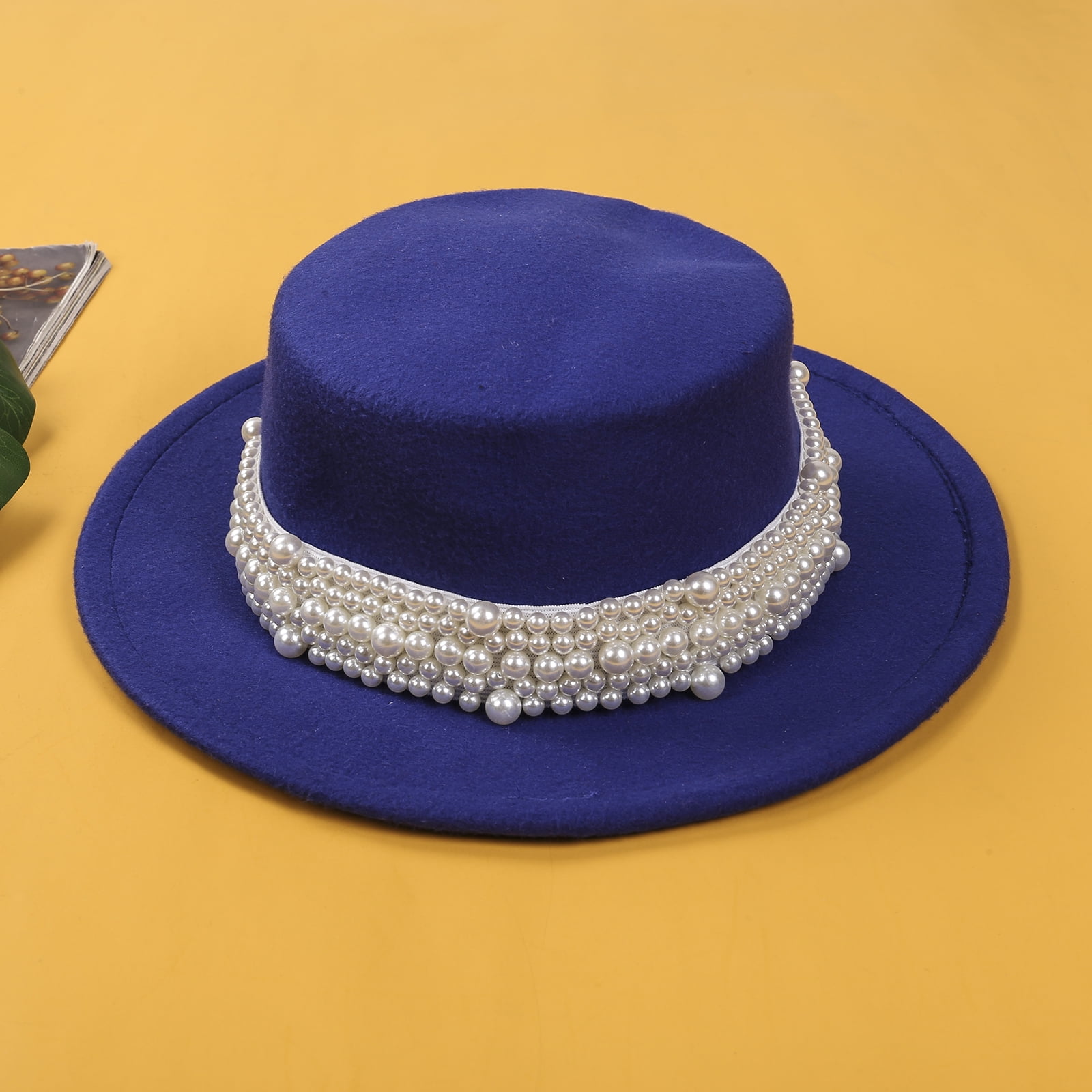 Kids Vintage Bowler Hat, Toddler Girls Elegant Wide Brim Pearl Flat-top ...