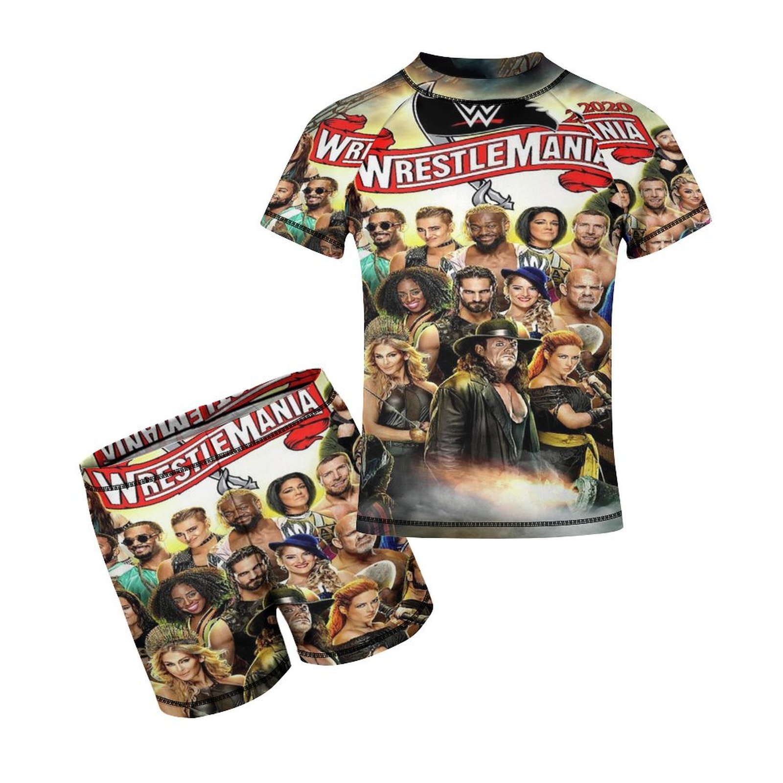 Kids WWE Boys Short Sleeve Bathing Suit 2 Piece Rash Guard Swimsuit ...