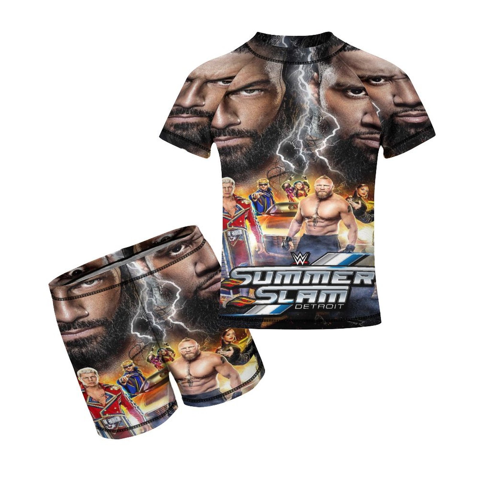 Kids WWE Boys Short Sleeve Bathing Suit 2 Piece Rash Guard Swimsuit ...