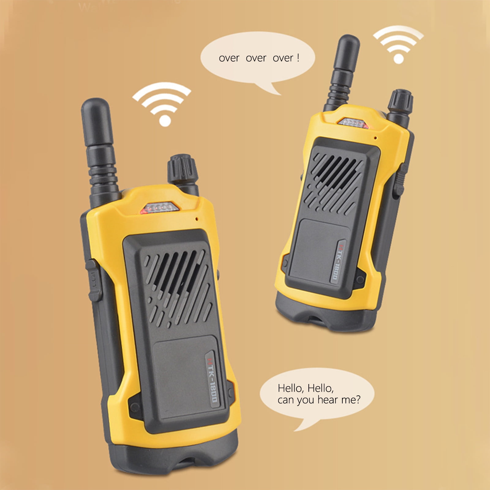 Kids Walkie Talkies - 2-Pack Yellow Children's Intercom Toys with 200m ...