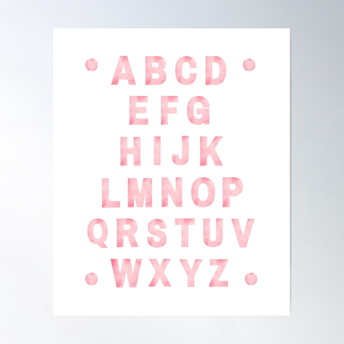 Kids Wall Art Alphabet Pink Clouds Theme Poster Wall Art, Modern Wall ...
