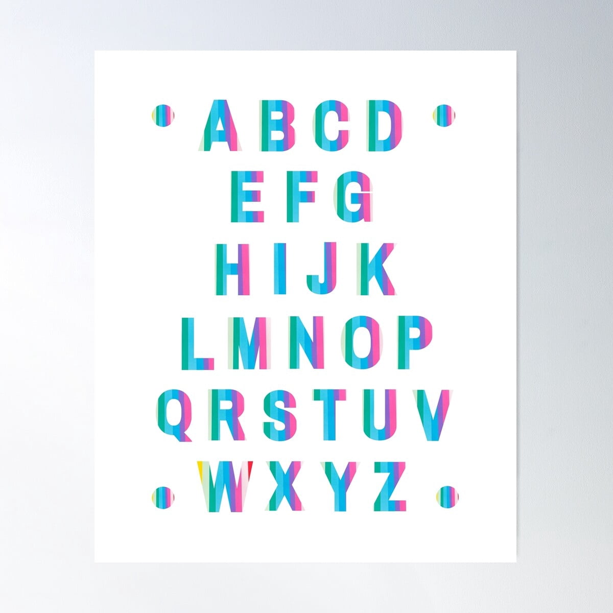 Kids Wall Art Alphabet Rainbow Theme Poster Wall Art, Modern Wall Decor ...