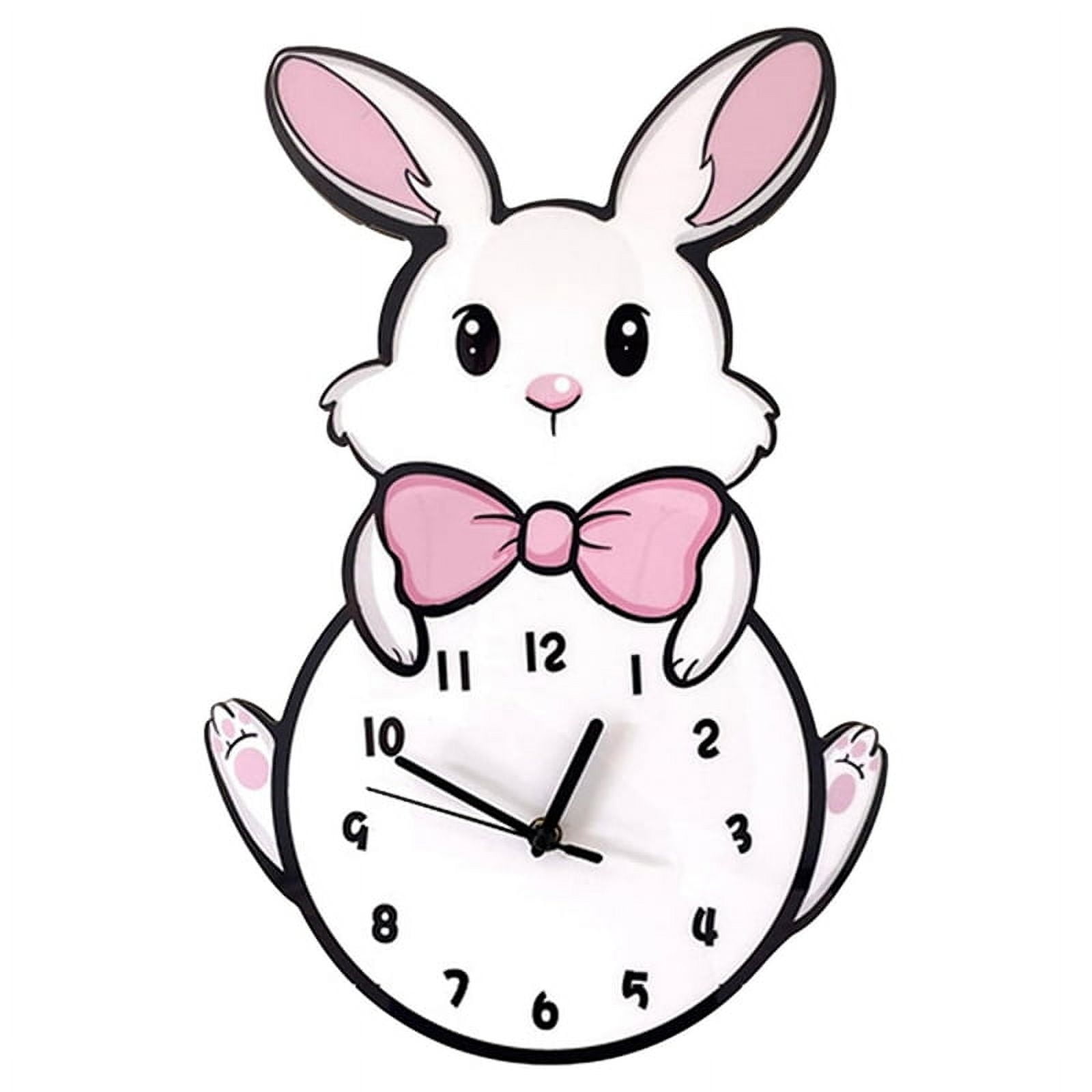 Kids Wall Clock Battery Operated,Silent Non Ticking Cat Clock,Analog ...