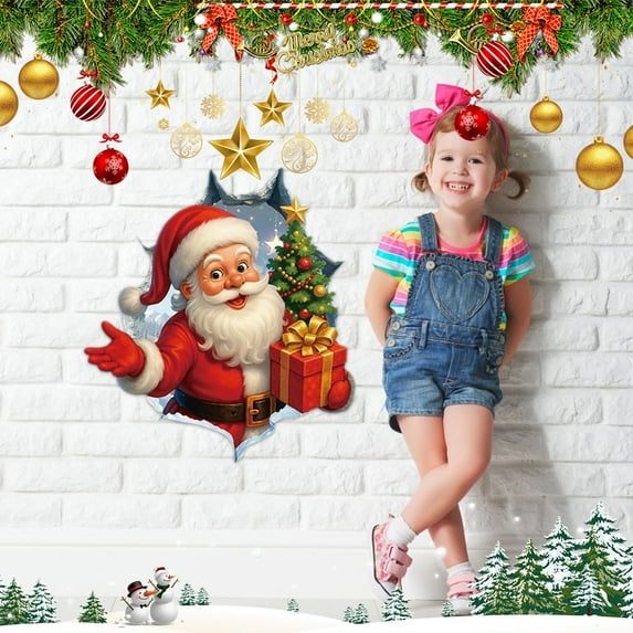 Kids Wall Stickers,Christmas Wall Decals 3D Snowman Breaking Through ...