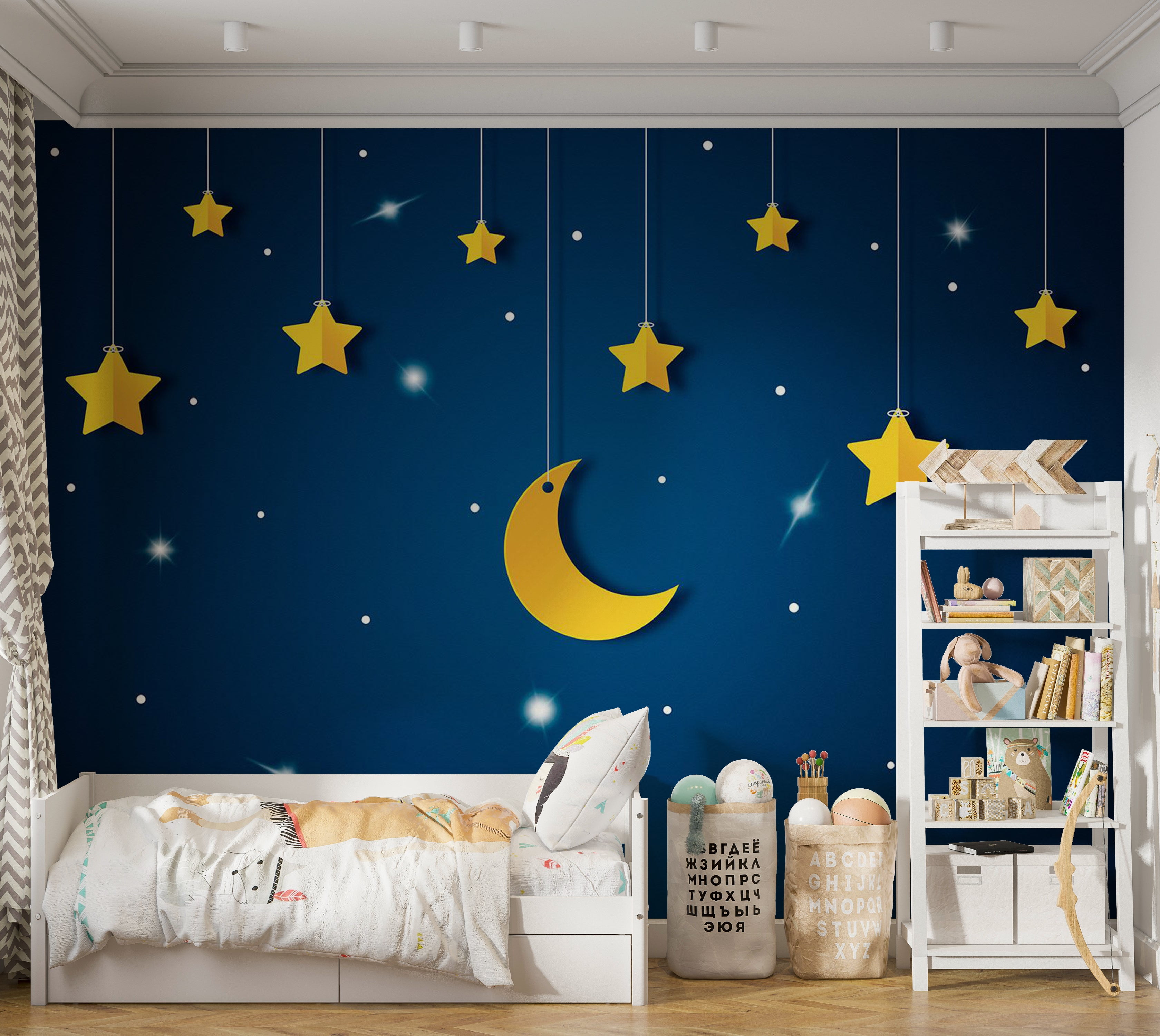 Kids Wallpaper Wall Mural - Blue Night Sky - Walmart.com