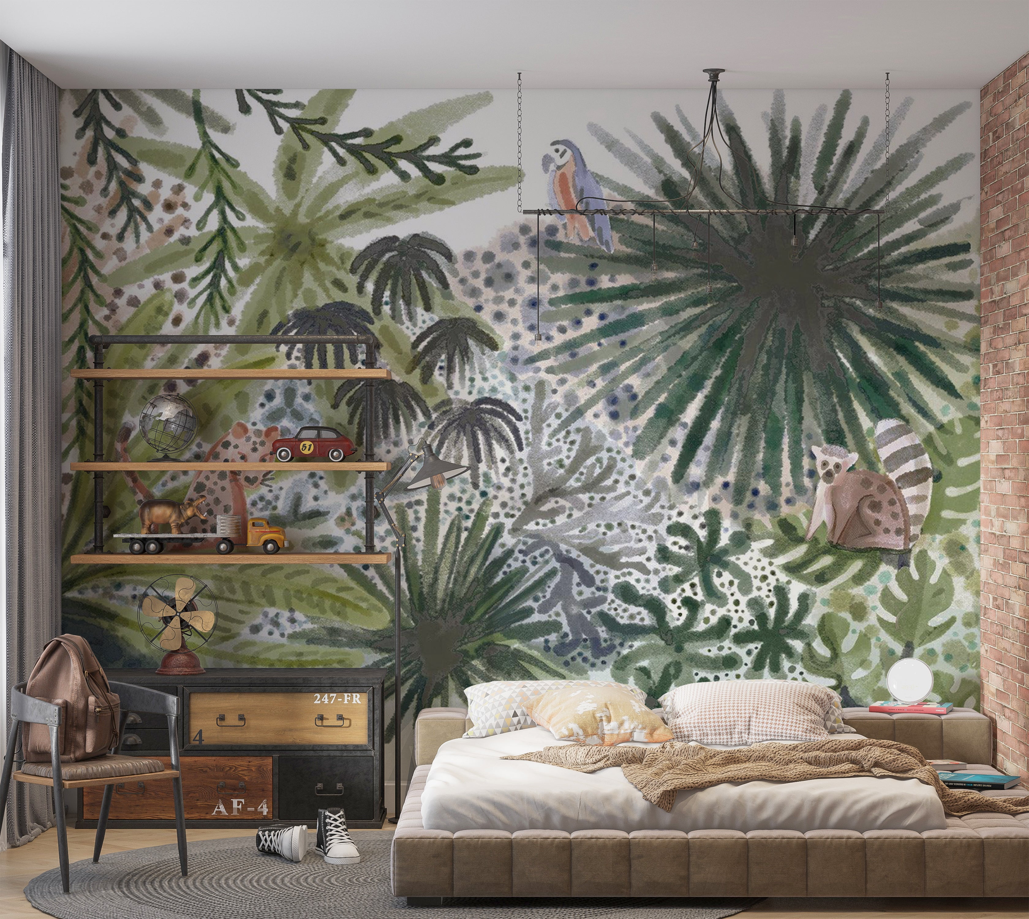 Kids Wallpaper Wall Mural - Tropical Landscape With Animals - Walmart.com