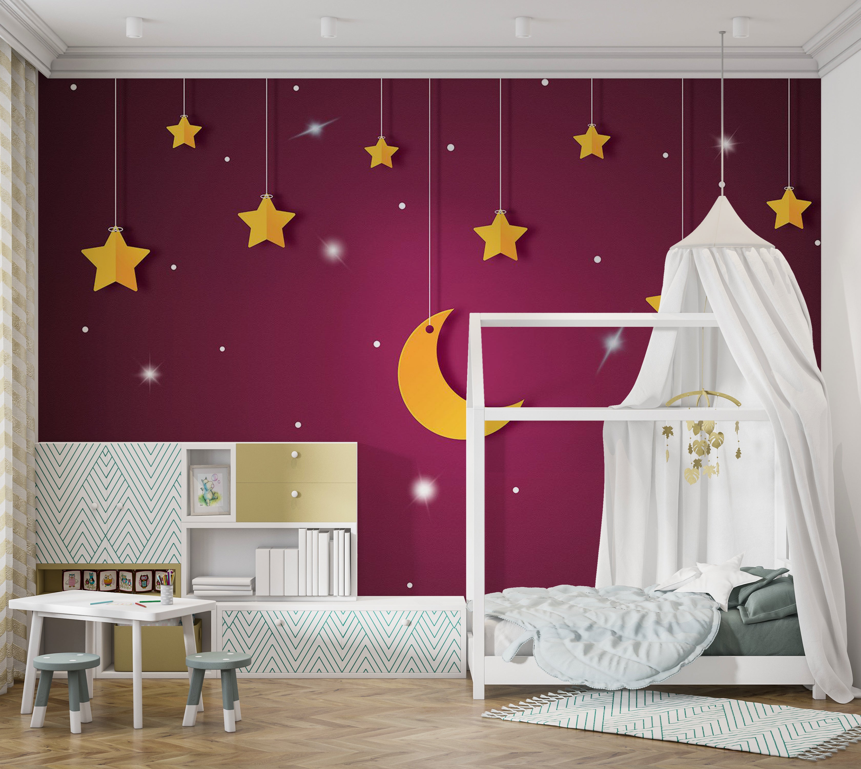 Kids Wallpaper Wall Mural - Violet Night Sky - Walmart.com