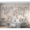 Kids Wallpaper Wall Mural - World Map With Icons - Walmart.com