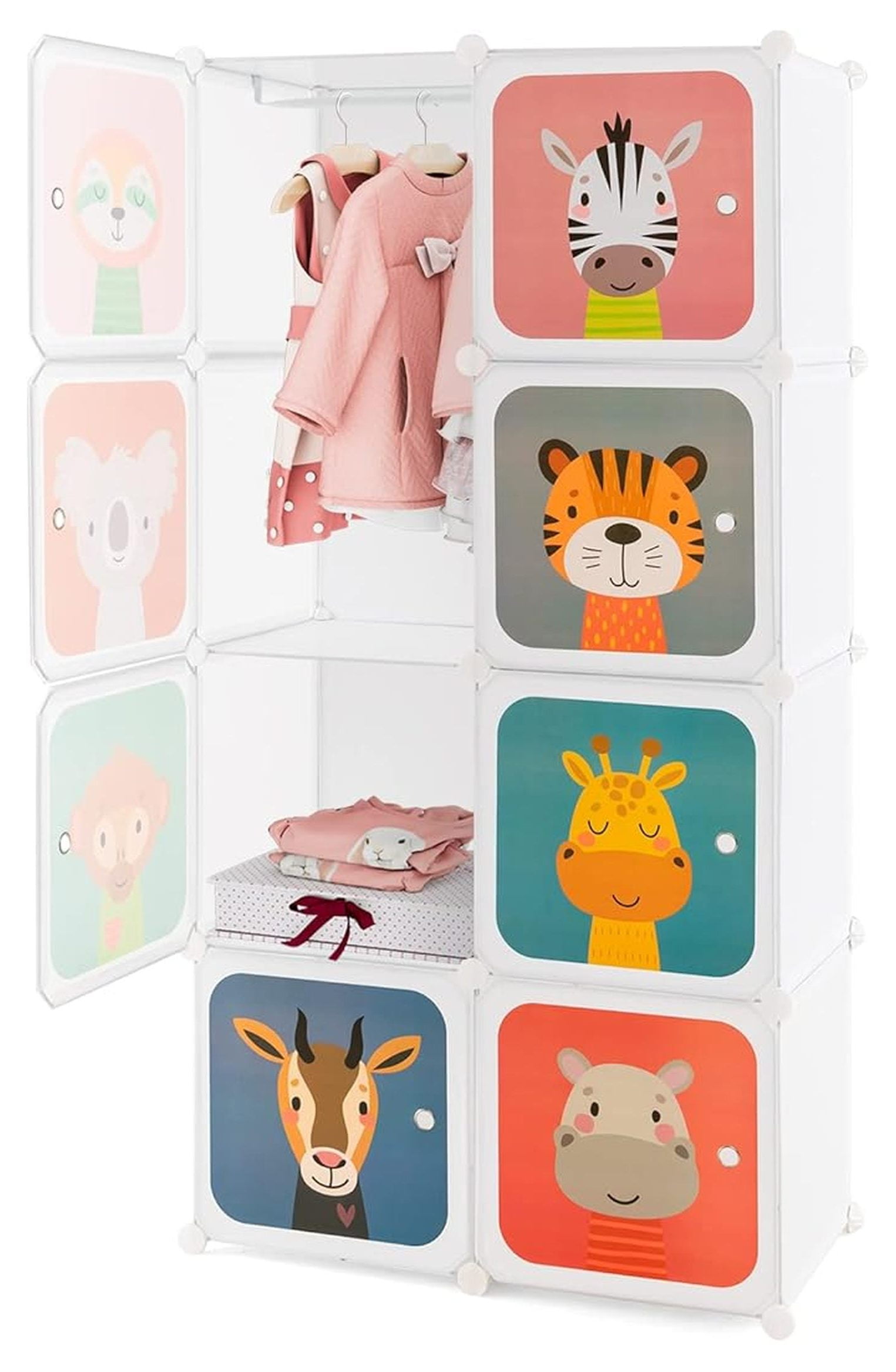 Kids Wardrobe Closet, Baby Clothes Storage Organizer, 8 Cubes & 2 ...
