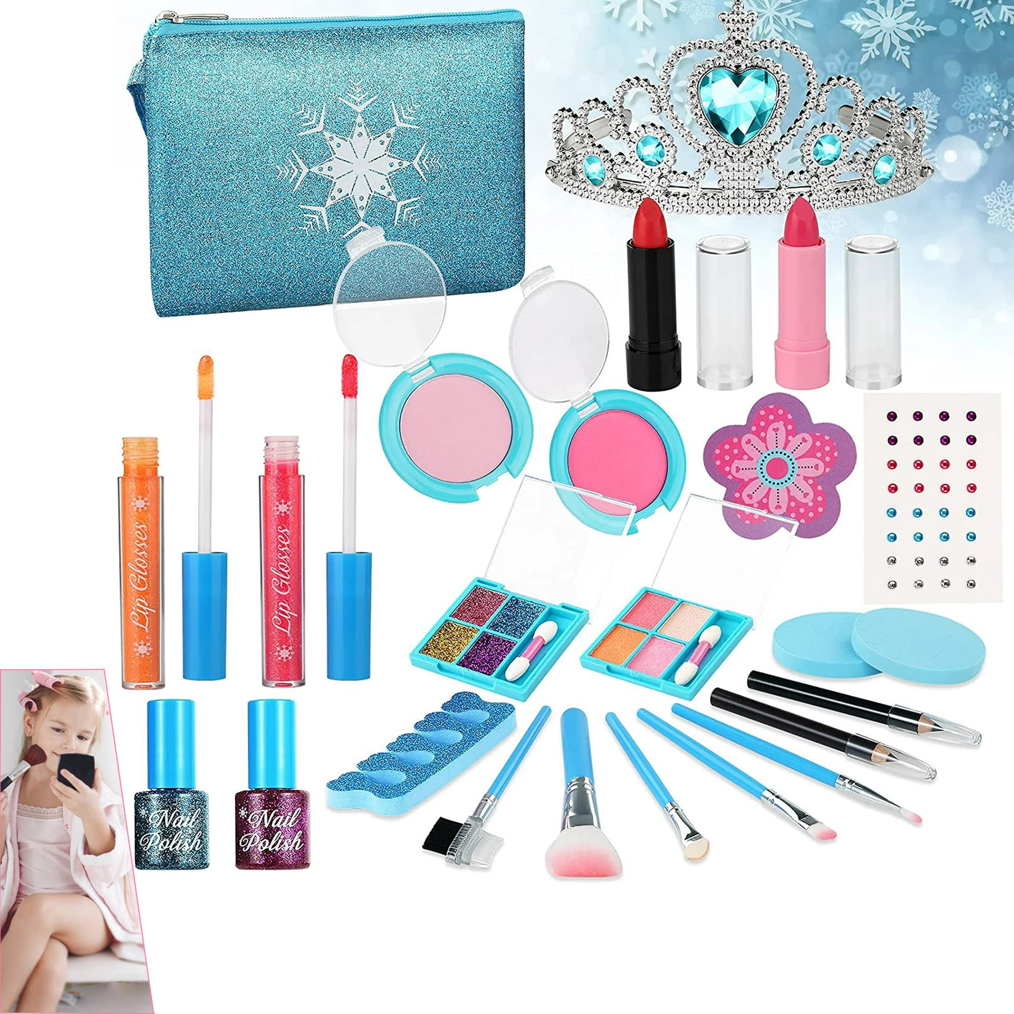 Kids Washable Makeup Girl Toys - 24 Pcs Kids Makeup Kit for Girl, Real ...