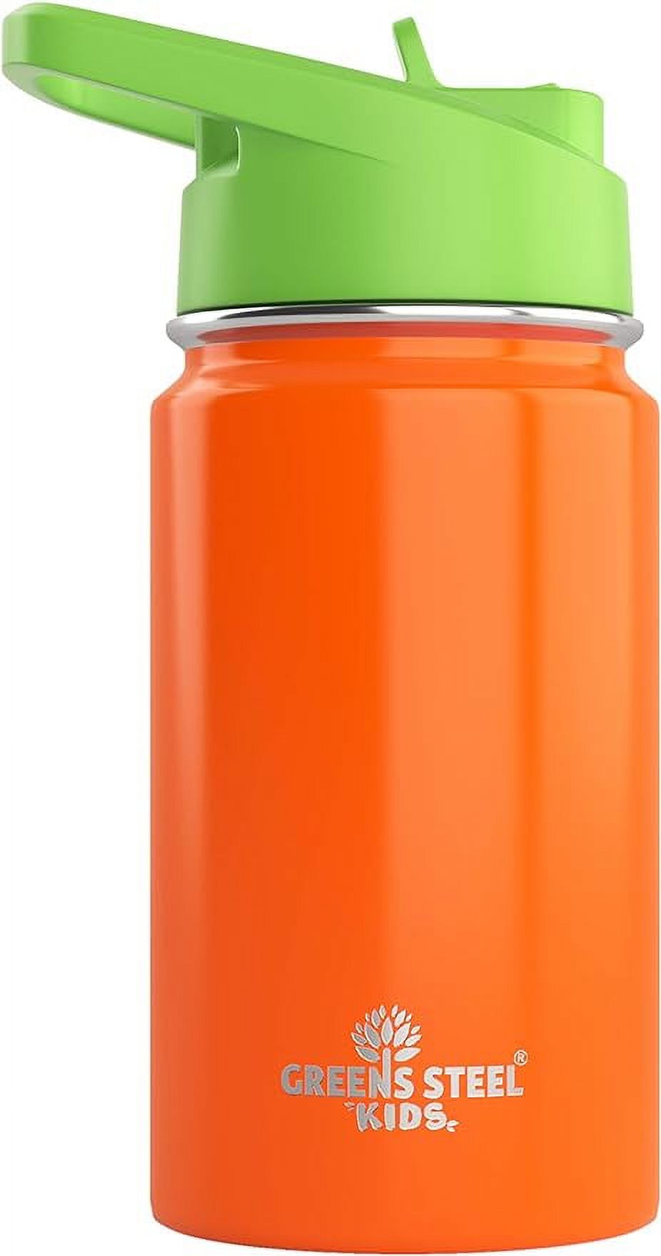 Kids Water Bottle - 12oz Orange | Leak Proof With Straw & Handle | 24 ...