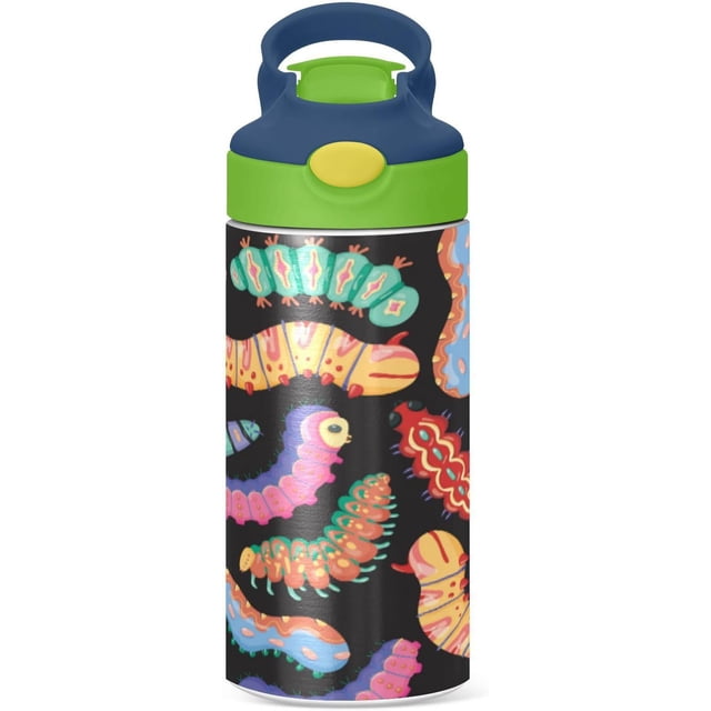 Kids Water Bottle Bright Caterpillars Slugs Insulated Water Bottle With ...