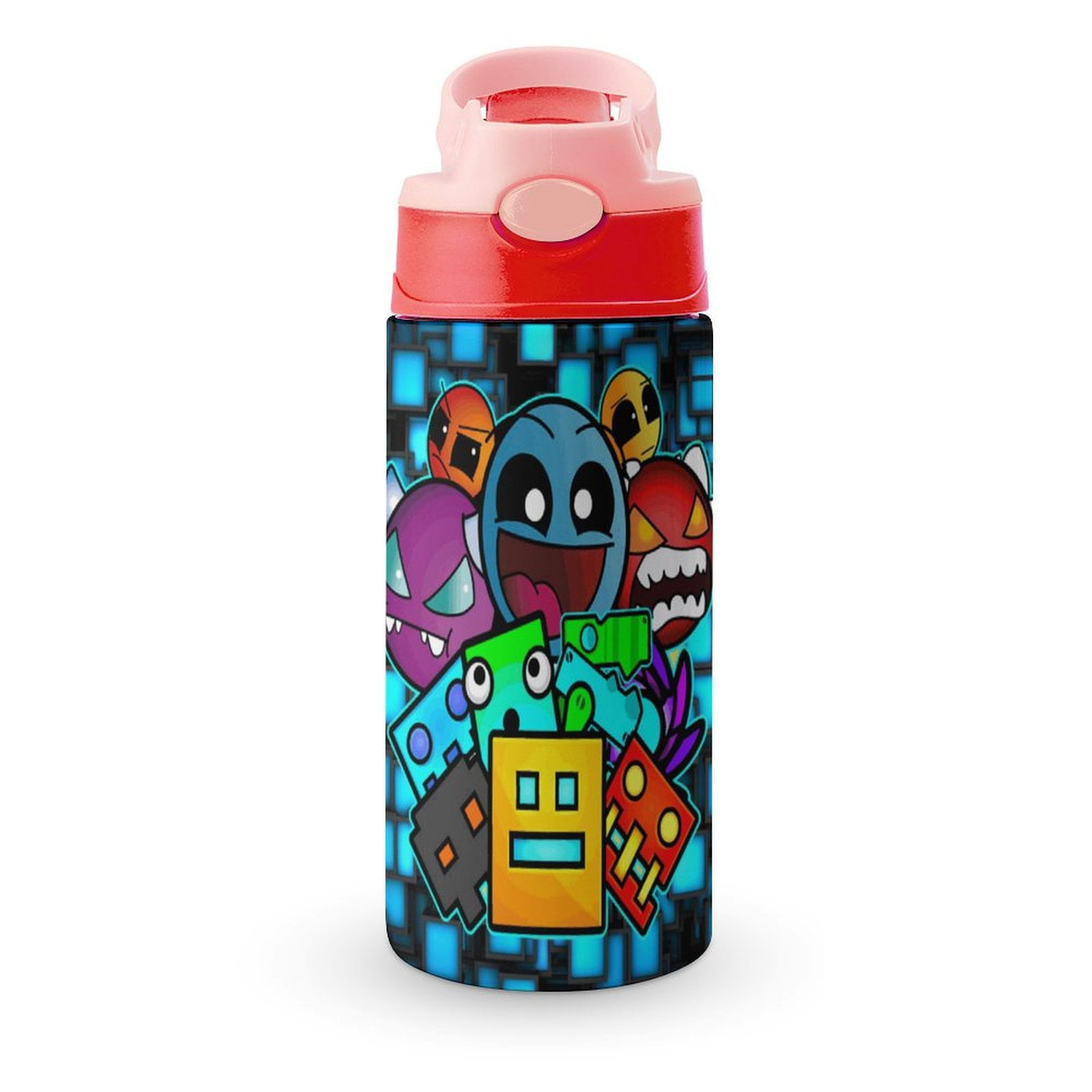 Kids Water Bottle with Straw - Geometry Dash Geometry Dash 16.9 Oz ...