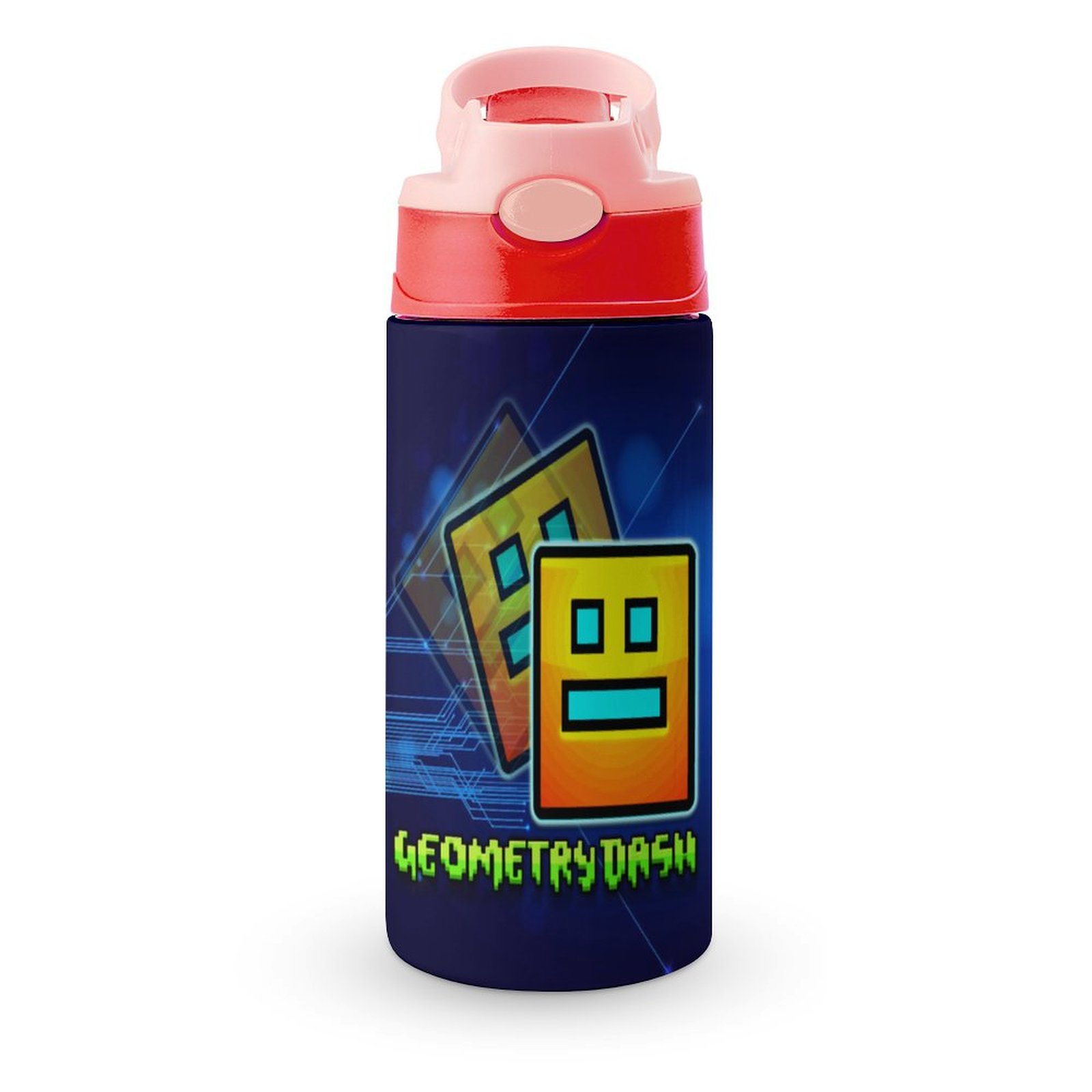Kids Water Bottle with Straw - Geometry Dash Geometry Dash 16.9 Oz ...