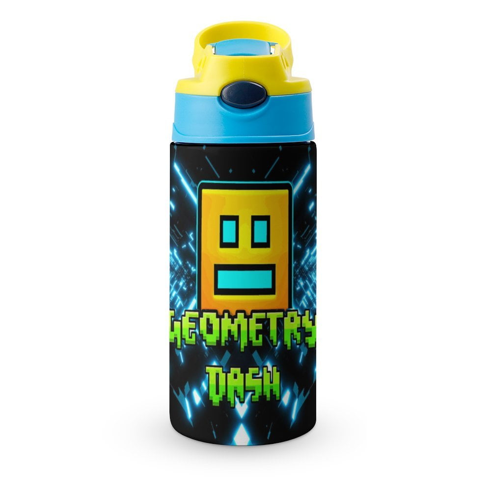 Kids Water Bottle with Straw - Geometry Dash Geometry Dash 16.9 Oz ...