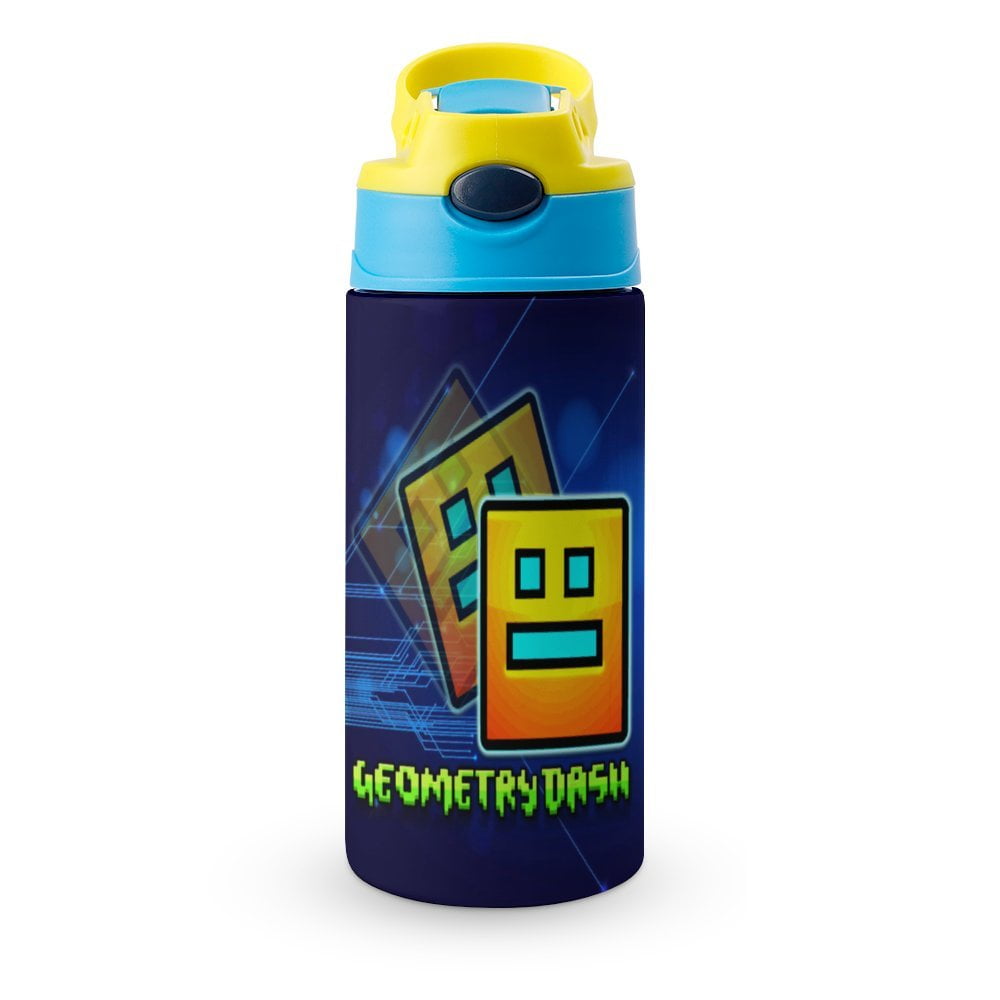 Kids Water Bottle with Straw - Geometry Dash Geometry Dash 16.9 Oz ...