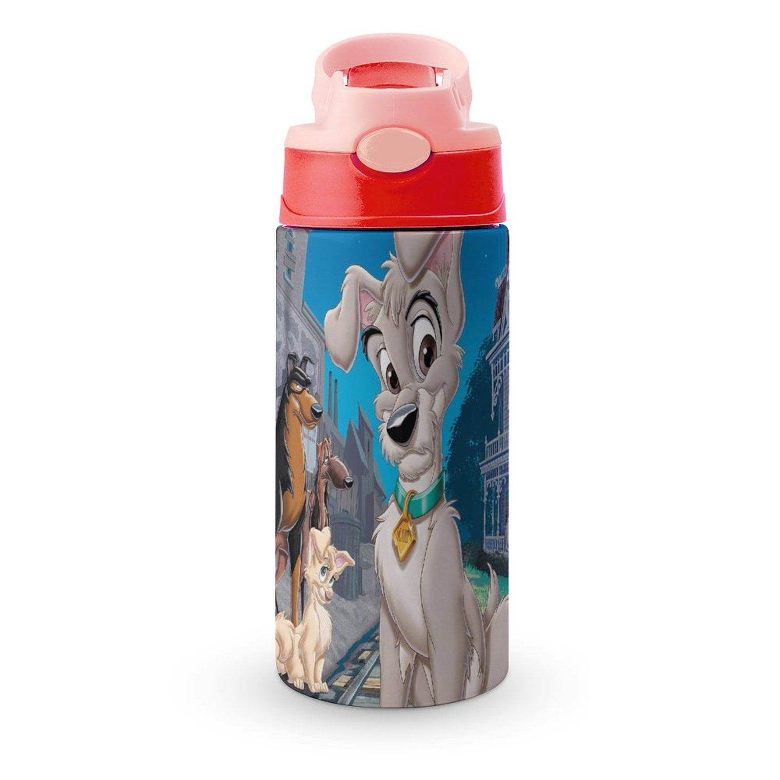 Kids Water Bottle with Straw - Lady And The Tramp 11.8 OZ Stainless ...