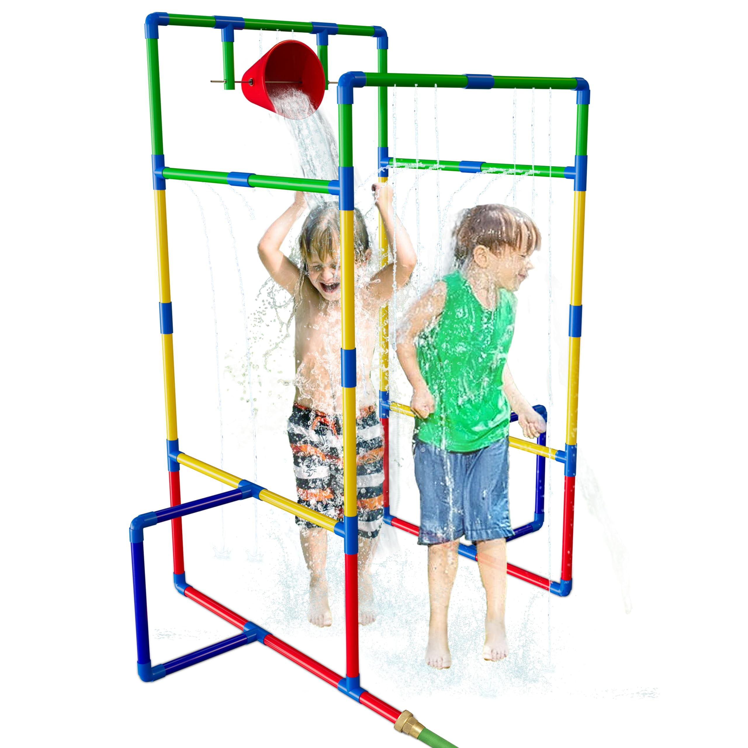 Kids Water Park Sprinkler Tunnel with Dunk Bucket for Kids | Outdoor ...