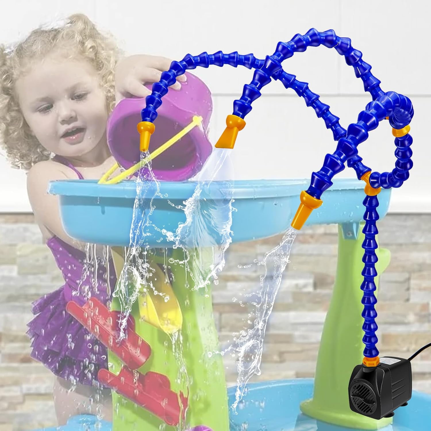 Kids Water Table Pump with 3 Water Pipe,Summer Water Table Accessories ...