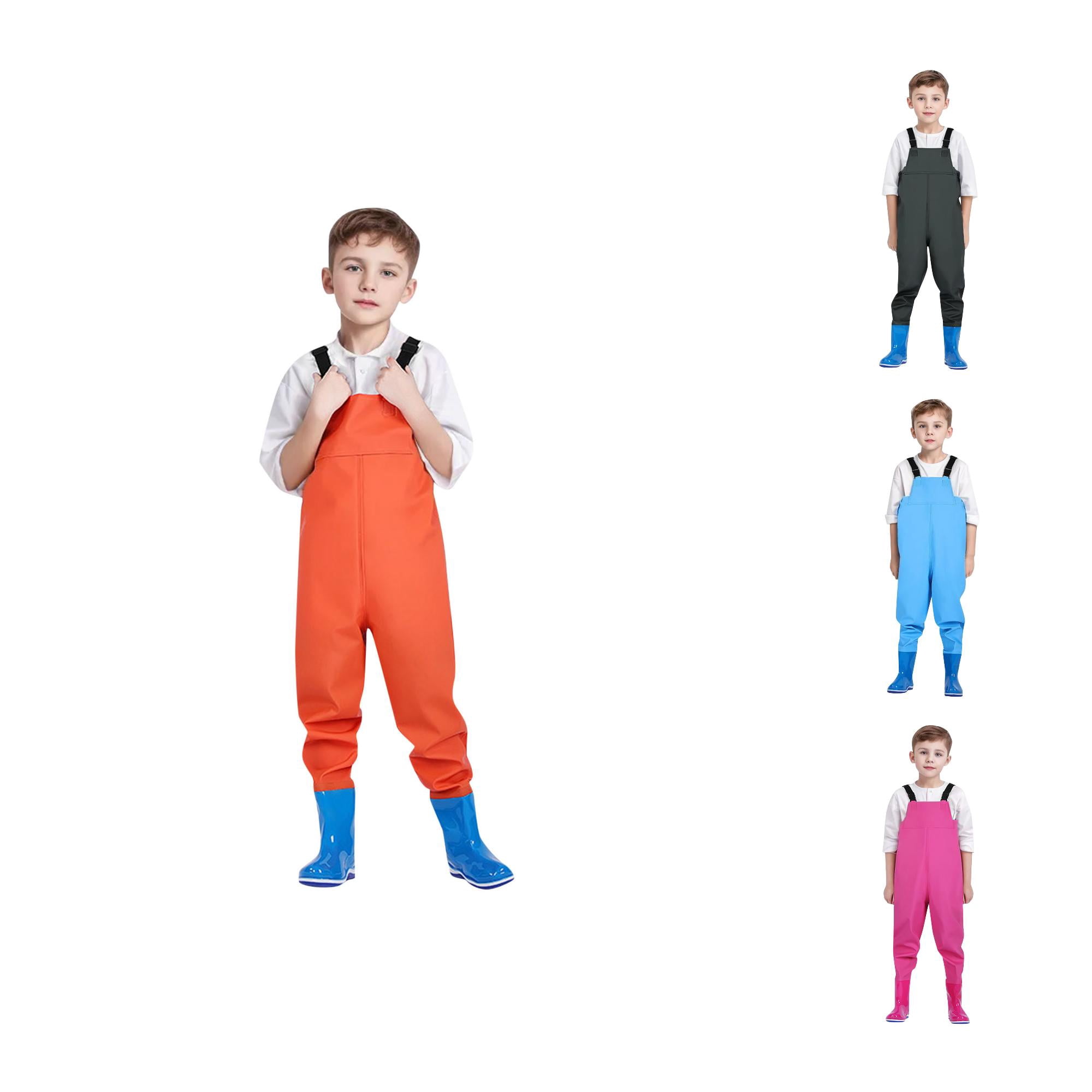 Kids Waterproof Overall Waders with Attached Boots, Chest High Fishing ...