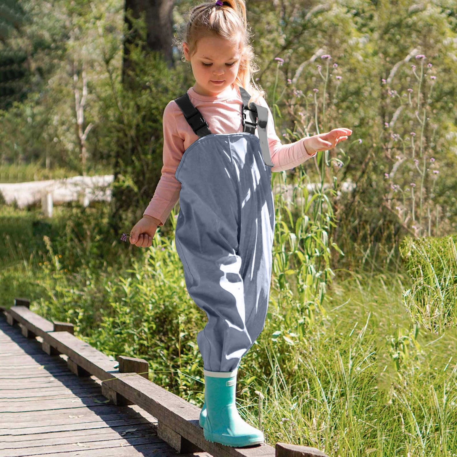 Kids Waterproof Pants Solid Mud Proof Rain Suspender Trousers Overalls ...