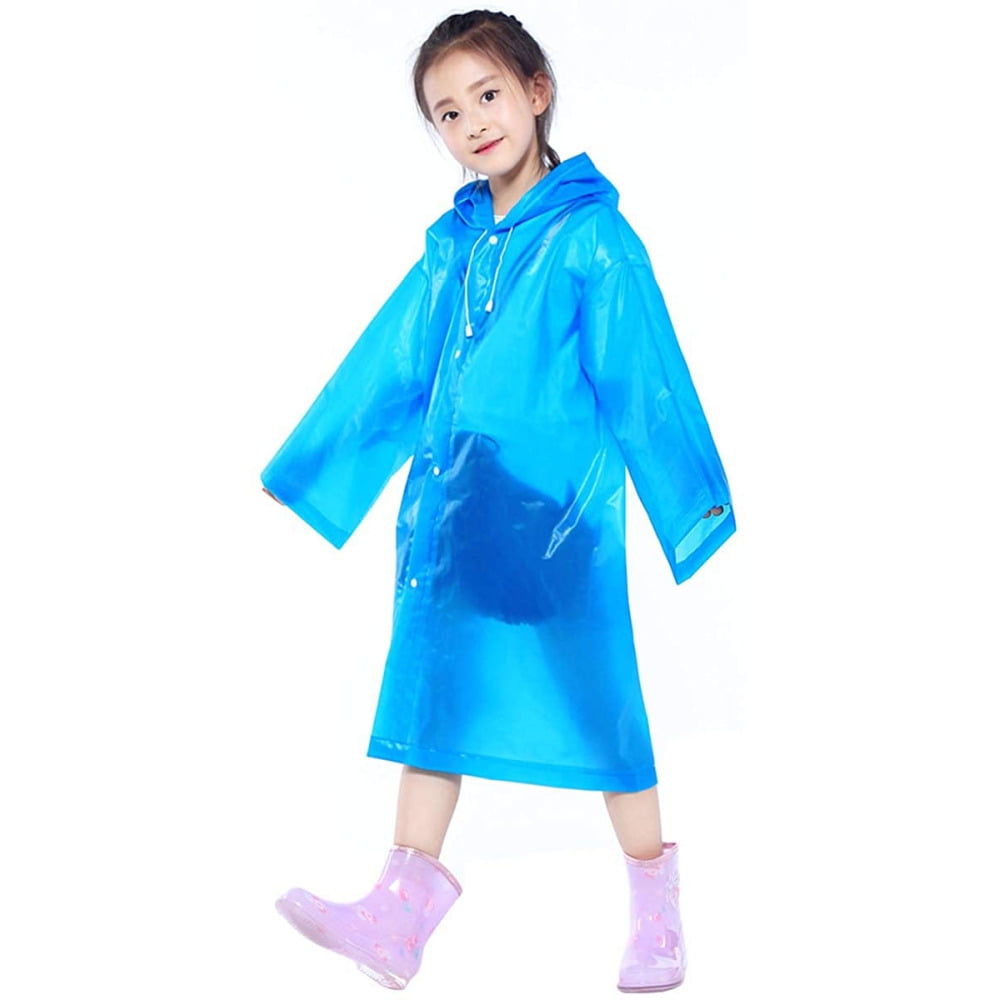 Kids Waterproof Rain Poncho, Clear Eva Hooded Raincoats for Girls Boys ...