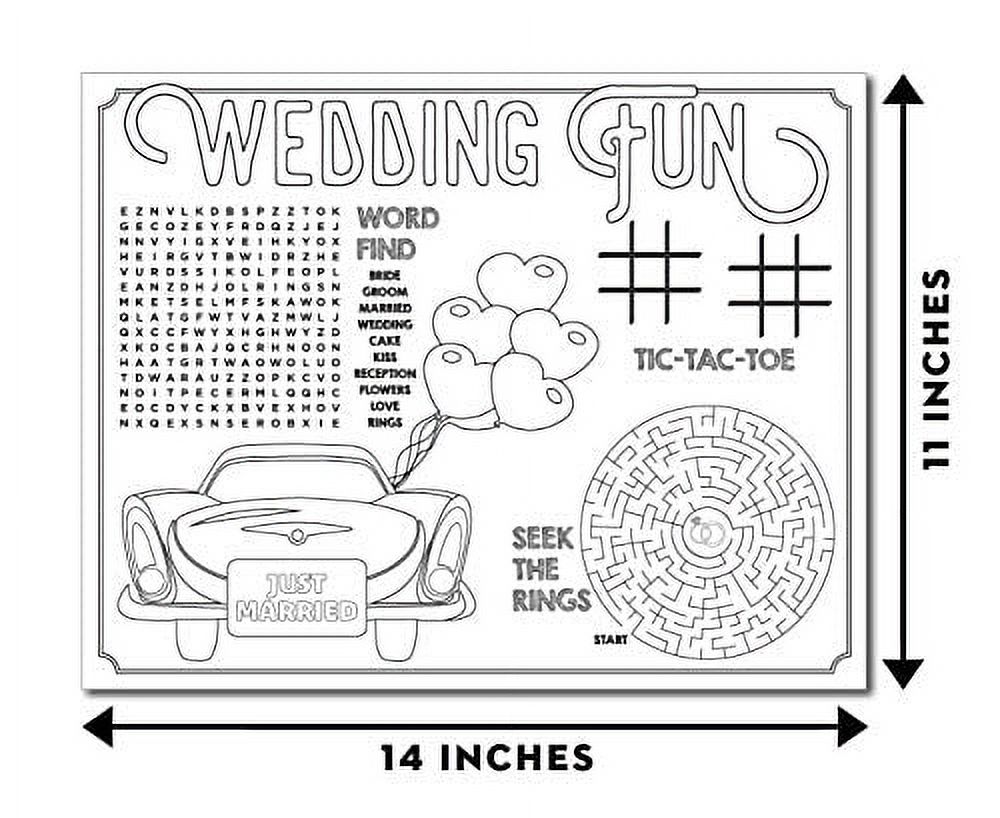 Kids Wedding Activity Placemats - 24 Count, Wedding Coloring for Kids ...