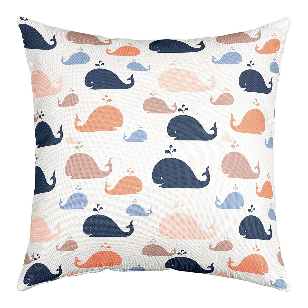 Whale Throw Pillow Cover 22x22 Inch, Cute Whale Marine Life Pillow ...