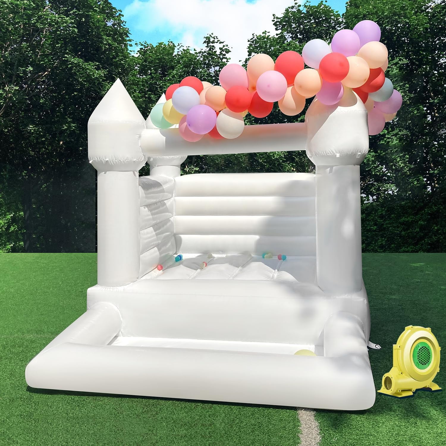 Kids White Bounce House With Ball Pit & Air Blower Commercial ...