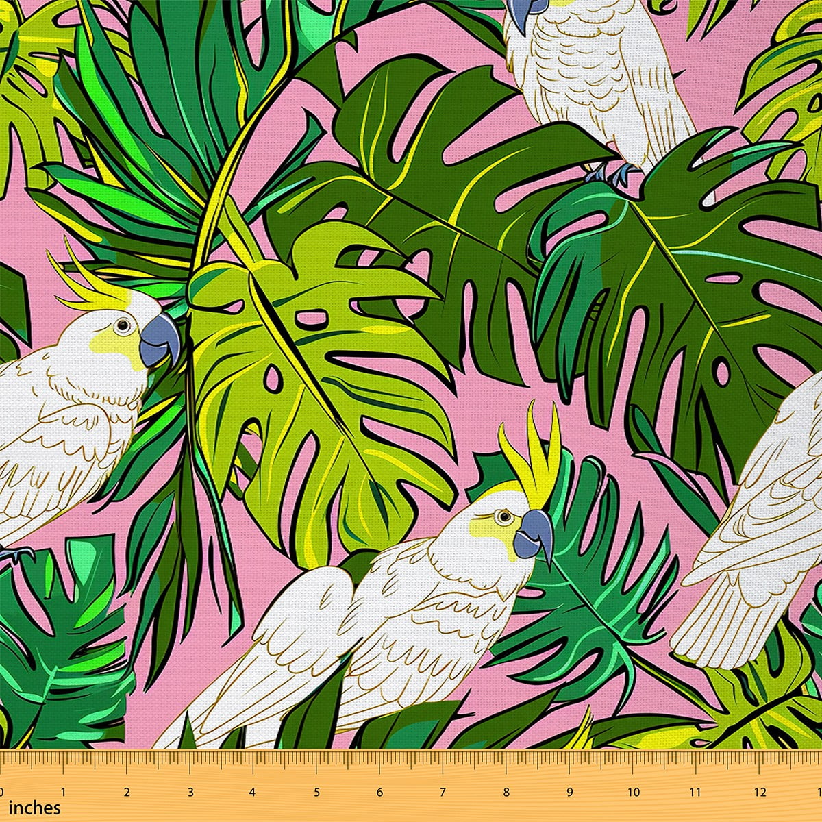 Kids White Toucan Upholstery Fabric 1 Yard,Palm Leaf Fabric By The Yard ...