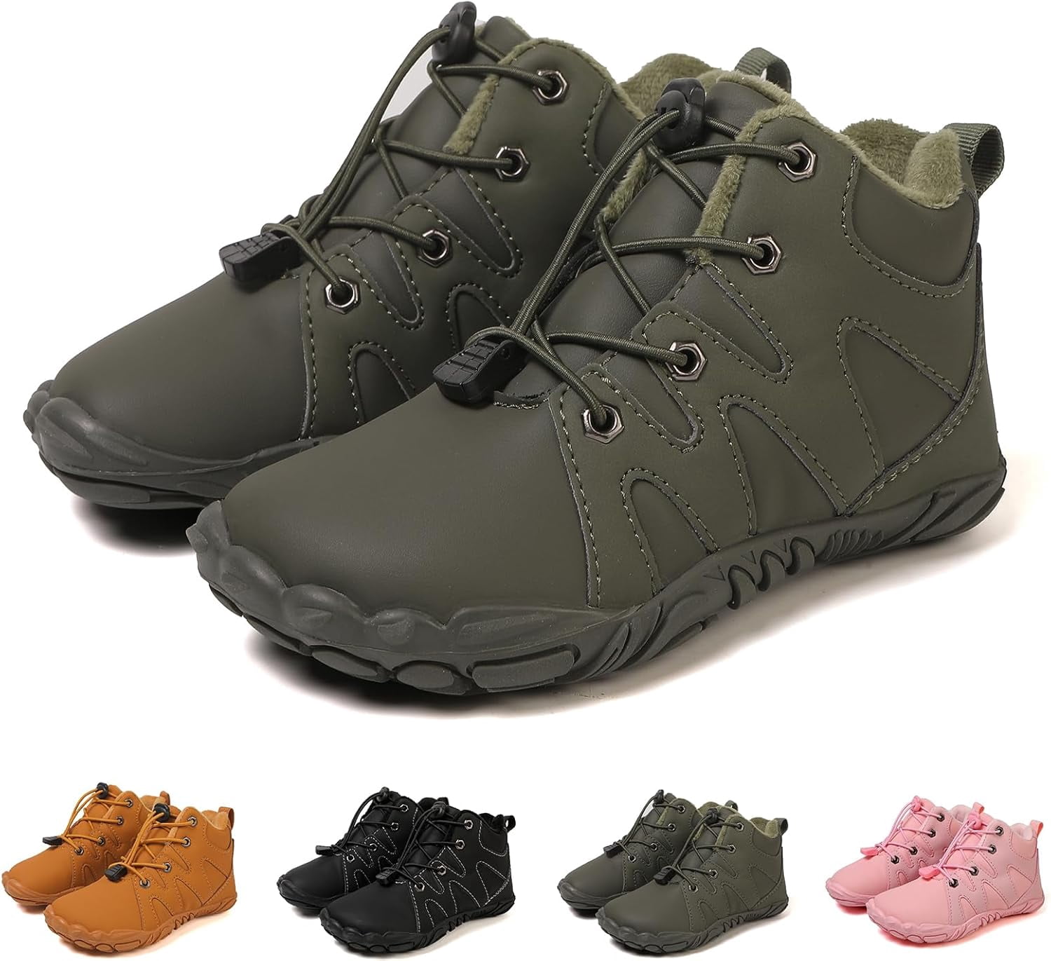 Kids Wide Toe Box Flexible Waterproof Shoes, Autumn Winter Warm Slip-On ...