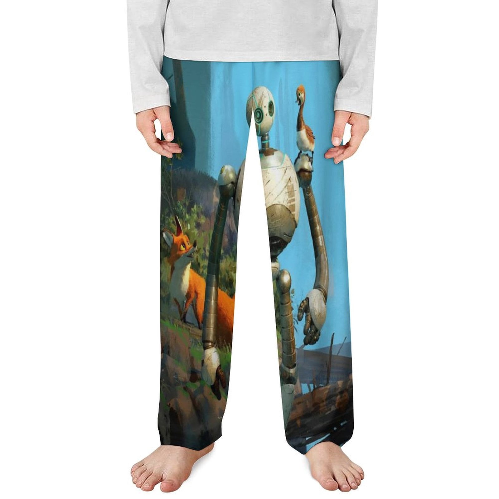 Kids Wild Robot Pajama Pants Cartoon Long Pj Pants Cute Elastic Waist ...