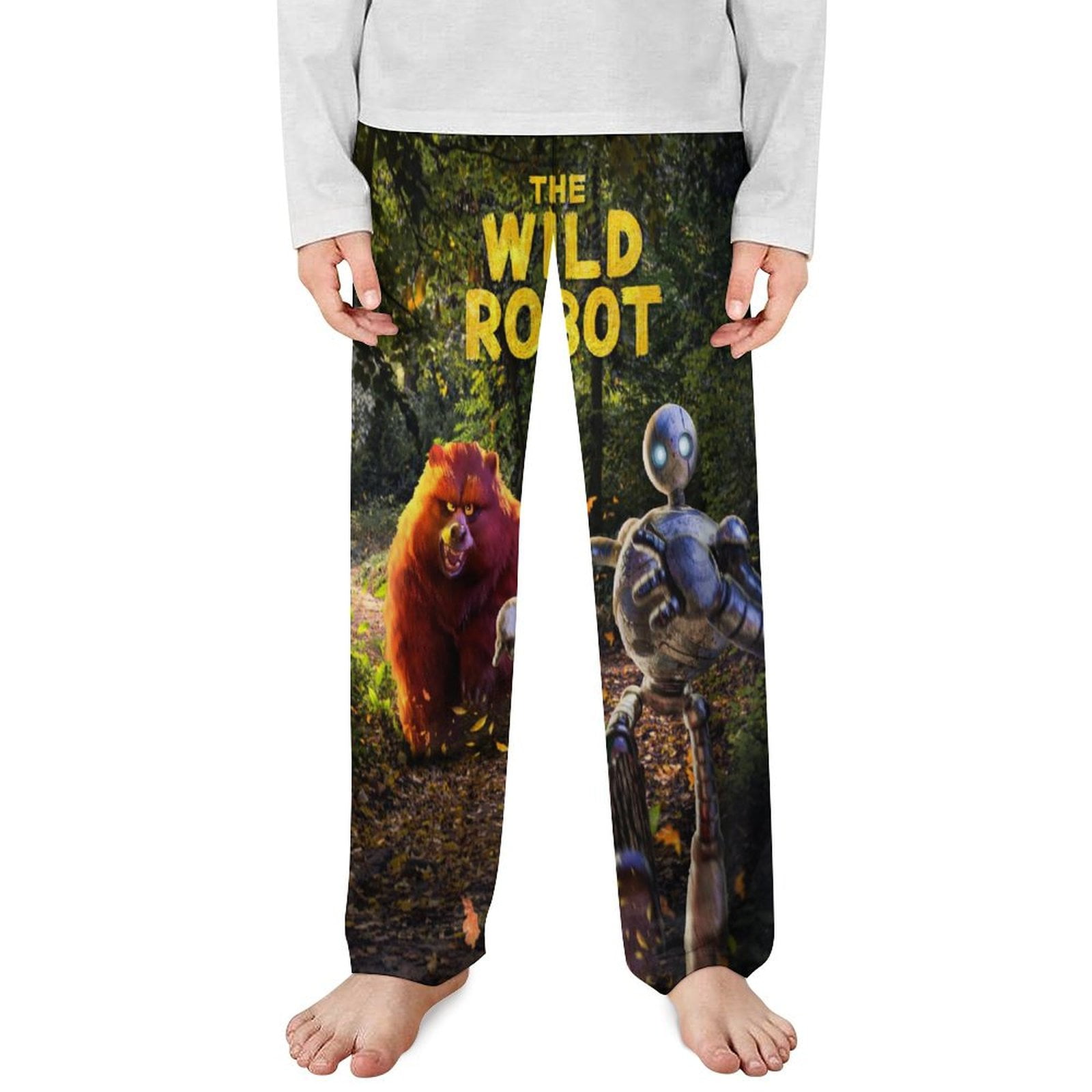 Kids Wild Robot Pajama Pants Cartoon Long Pj Pants Cute Elastic Waist ...