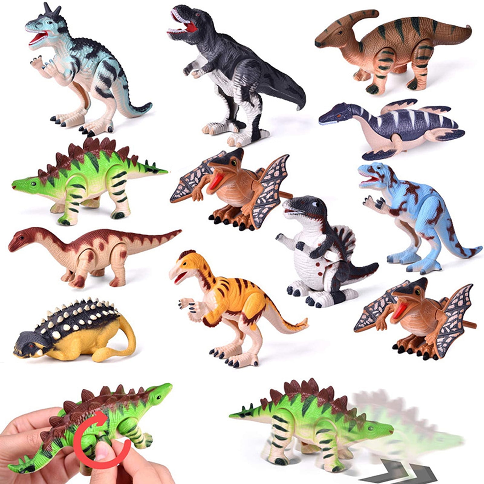 Kids Wind-up Dinosaur Toy No Battery Required Clockwork Spring Jumping Walking Dino Toy ...