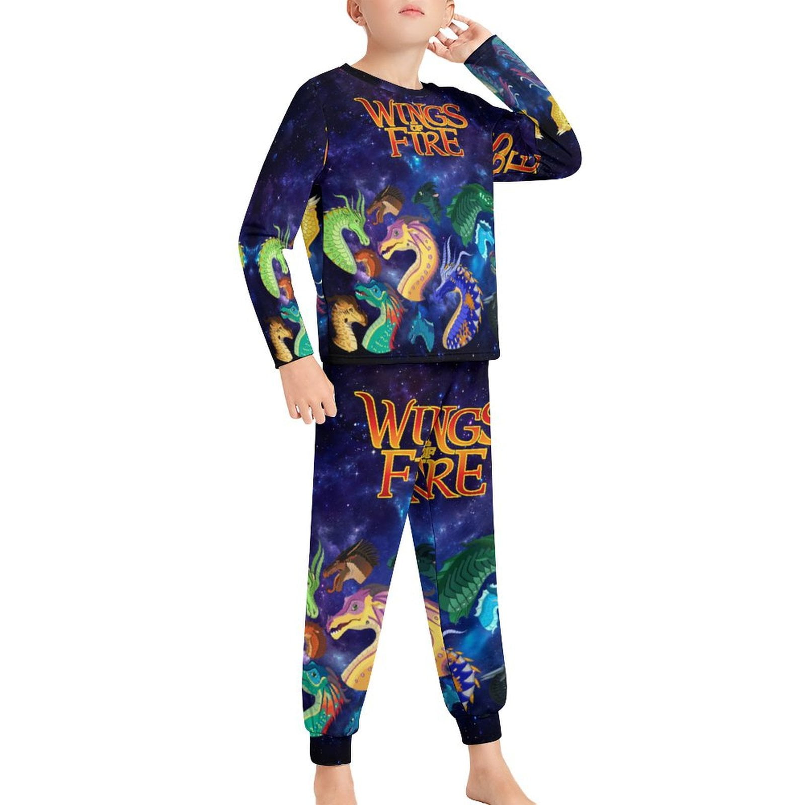 Kids Wings Dragon Fire Pajamas Set Long Sleeve Shirt With Pants ...