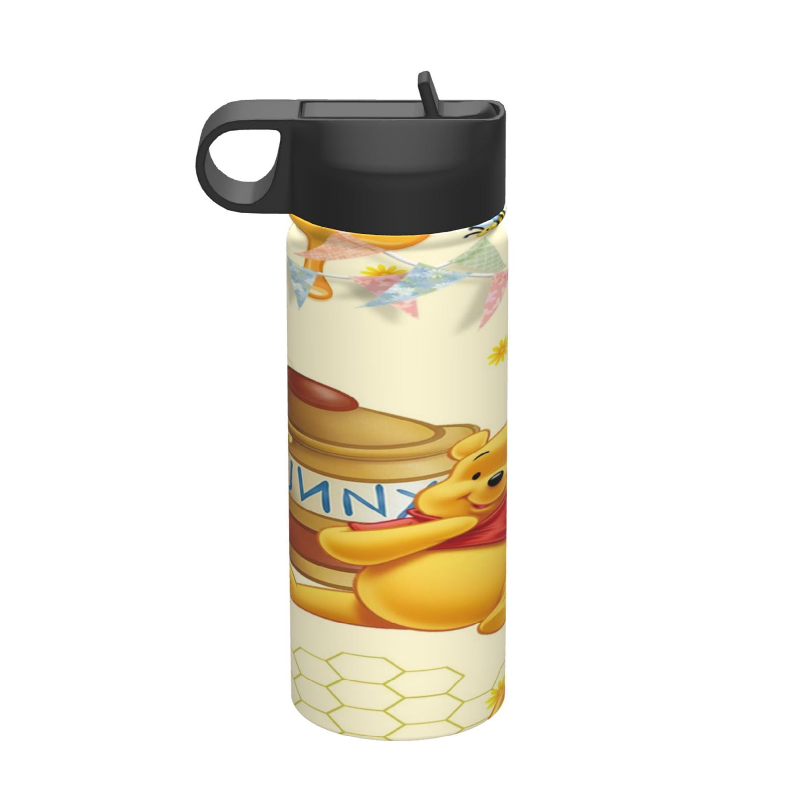 Kids Winnie The Poo Water Bottle Vacuum Insulated Stainless Steel Thermos Bottle with Straw ...