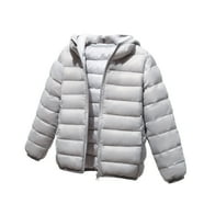 Boys Winter Puffer Jacket Kids Hooded Quilted Coat Warm Lightweight Water-Resistant with Pockets ...