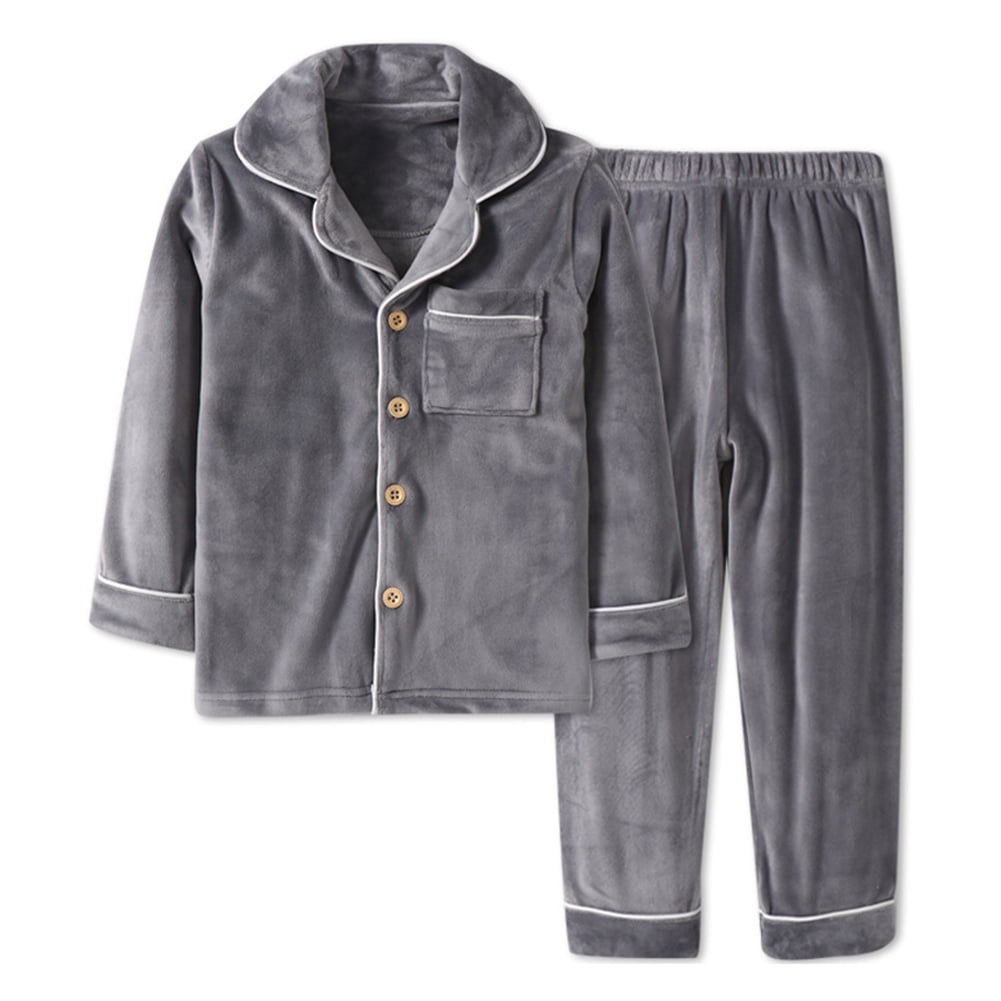 Kids Winter Flannel Pajamas Nighty Set Soft Lungewear for Boys & Girls ...