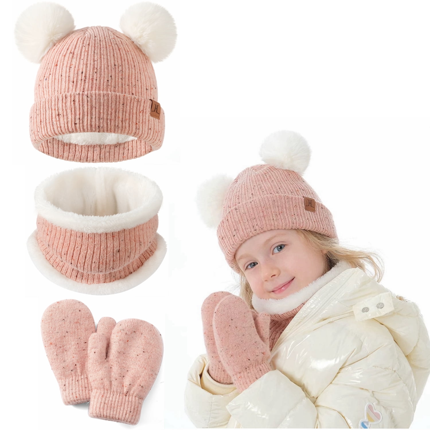 Kids Winter Hat Gloves Scarf Set, Girls Boys Toddler Children Hats ...