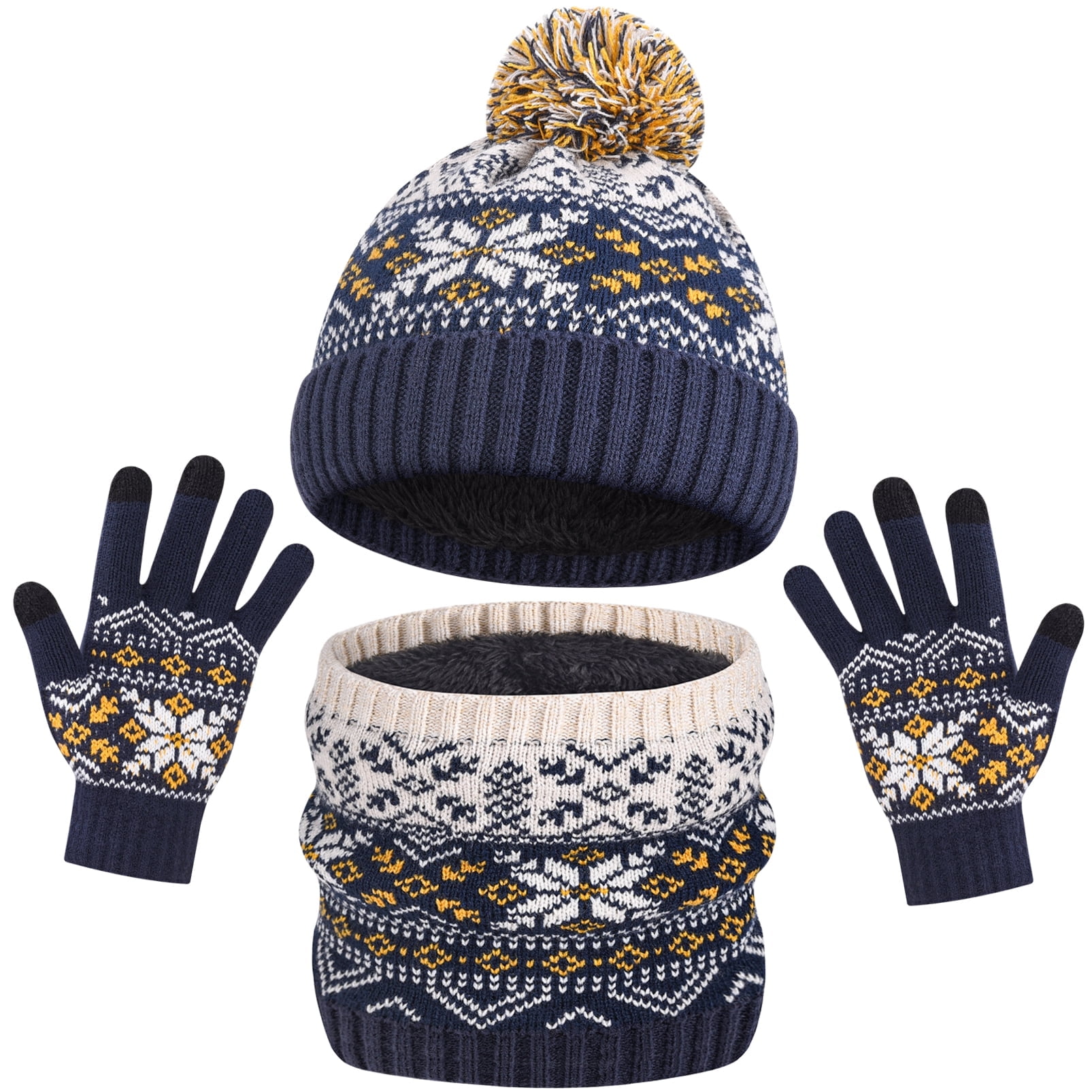 Kids' Soft and Warm Winter Set - 3pcs Beanie, Scarf & Gloves, Acrylic ...