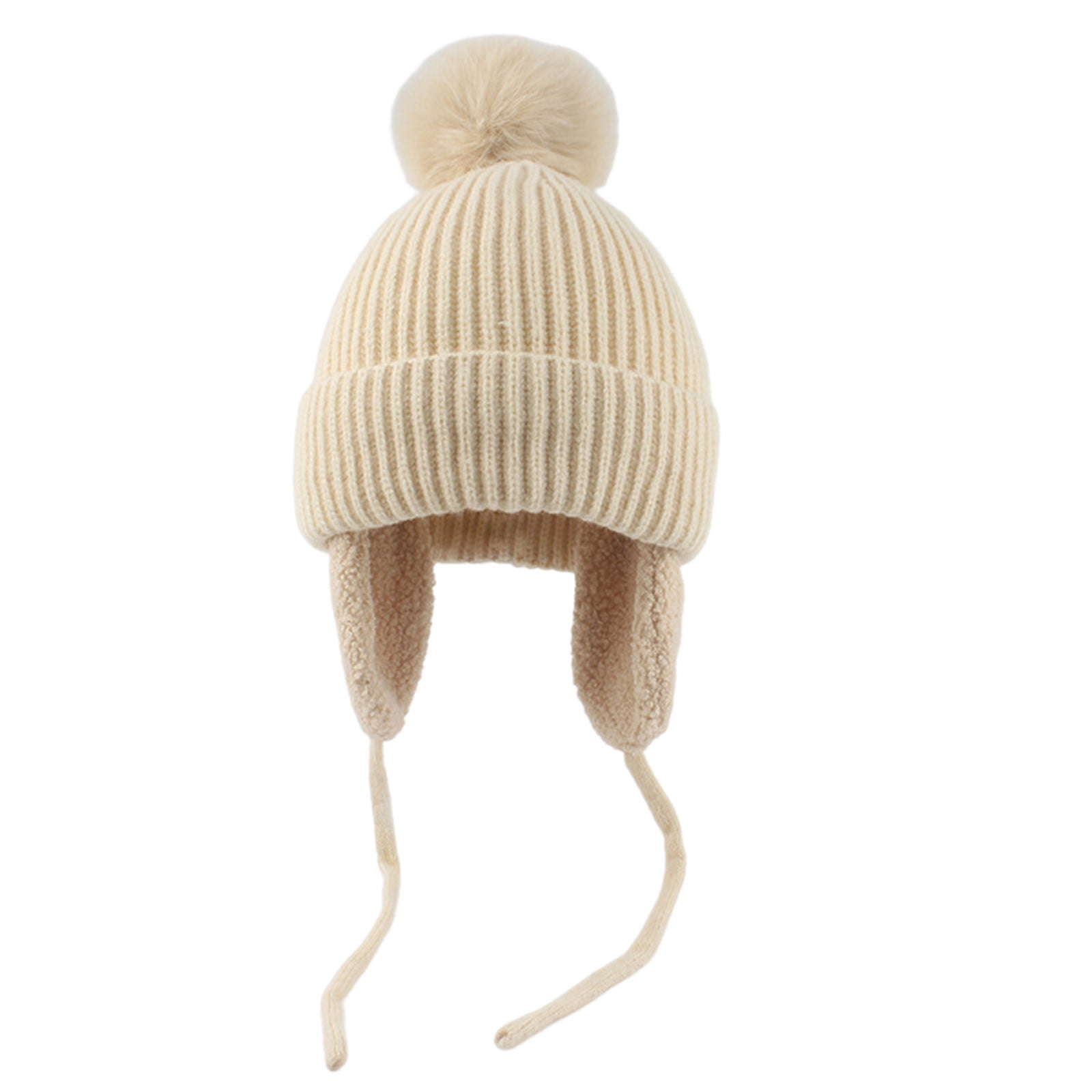 Toddler Girls Winter Hat Knitted Winter Beanie Hat with Pompom Ear ...