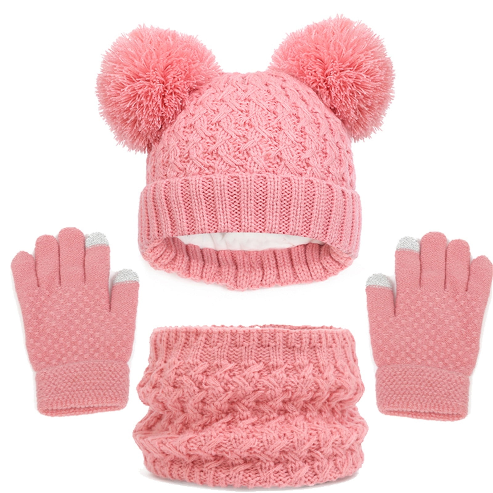 Kids Winter Hats and Gloves Sets 3 Piece Set Boys Girls Classic Thermal ...