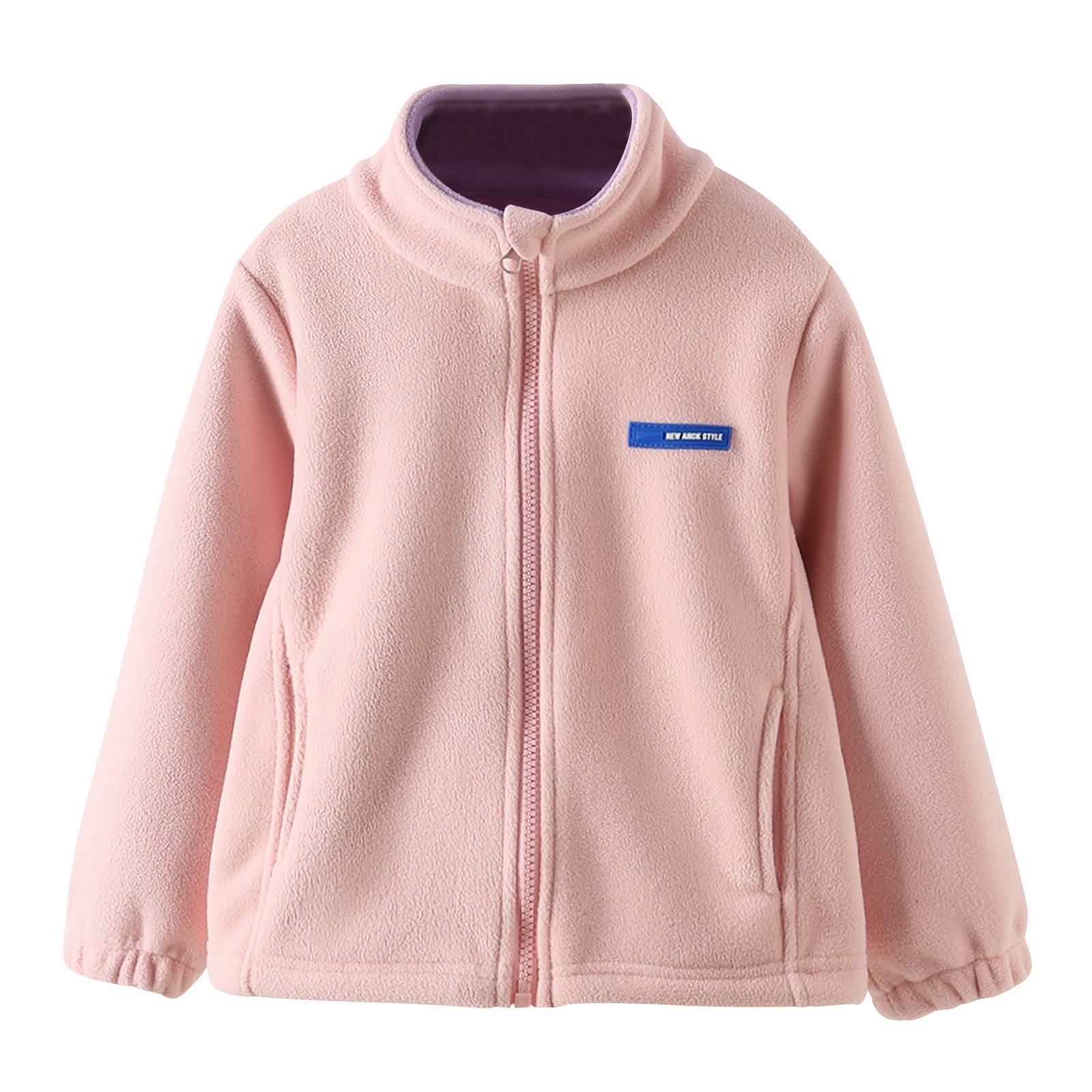 Kids Winter Jacket Full Zip Sherpa Long Sleeve Solid Fleece Hoodie with ...